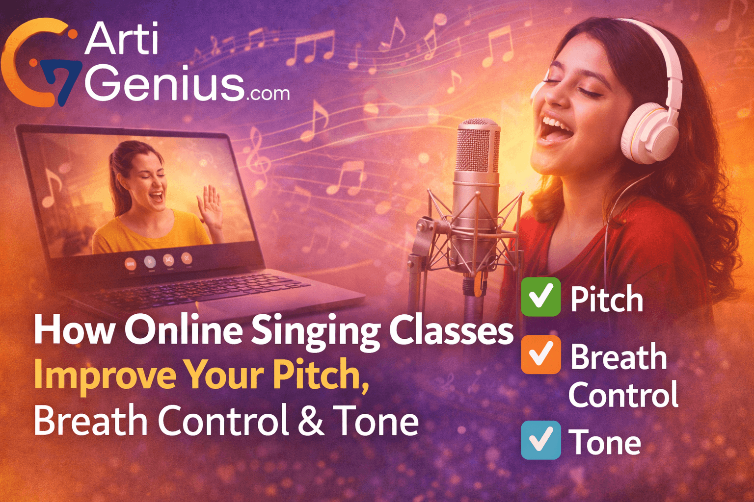 How Online Singing Classes Improve Your Pitch, Breath Control & Tone